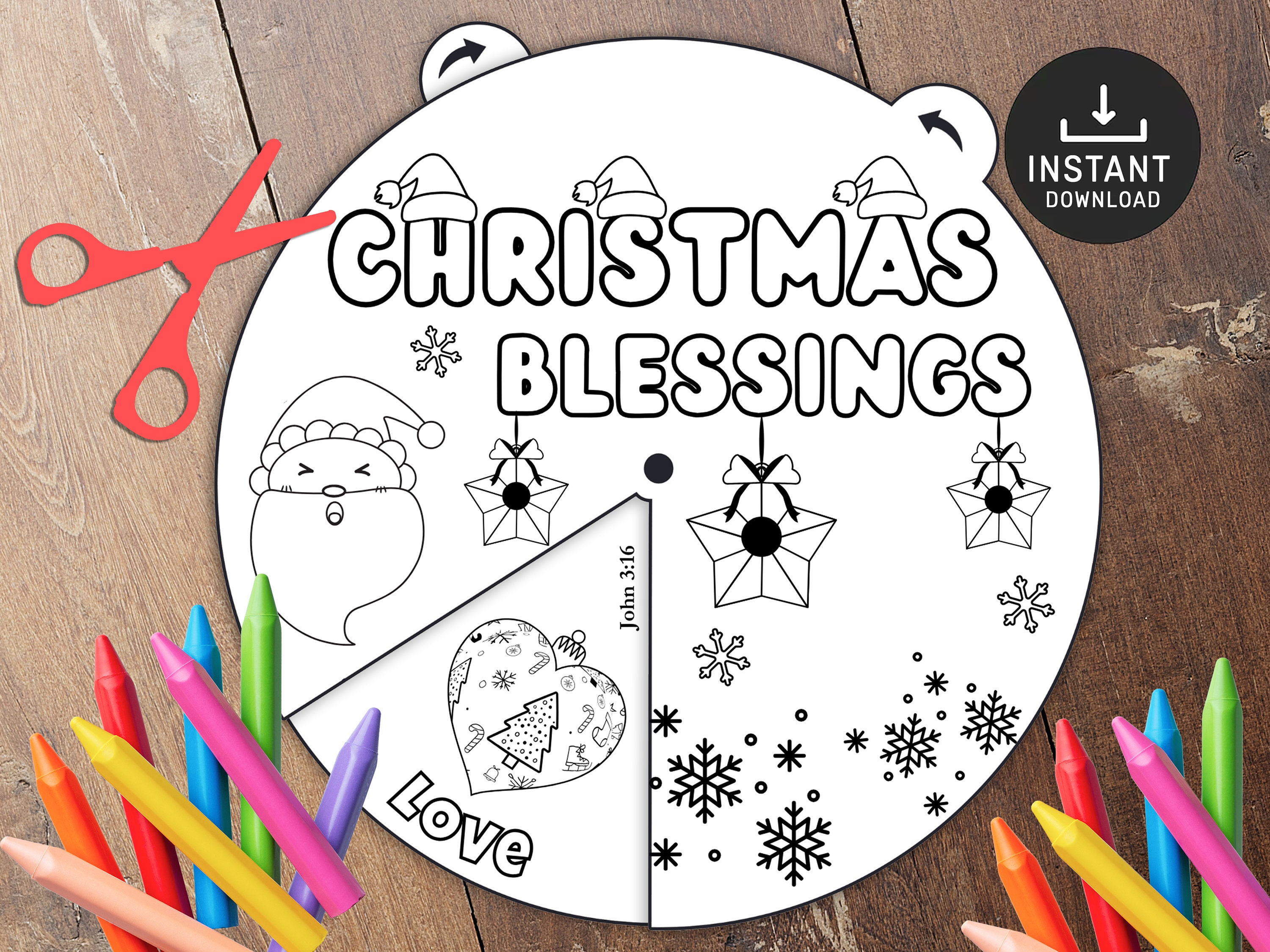 Christmas Blessings Coloring Wheel, Printable Bible Activity ...