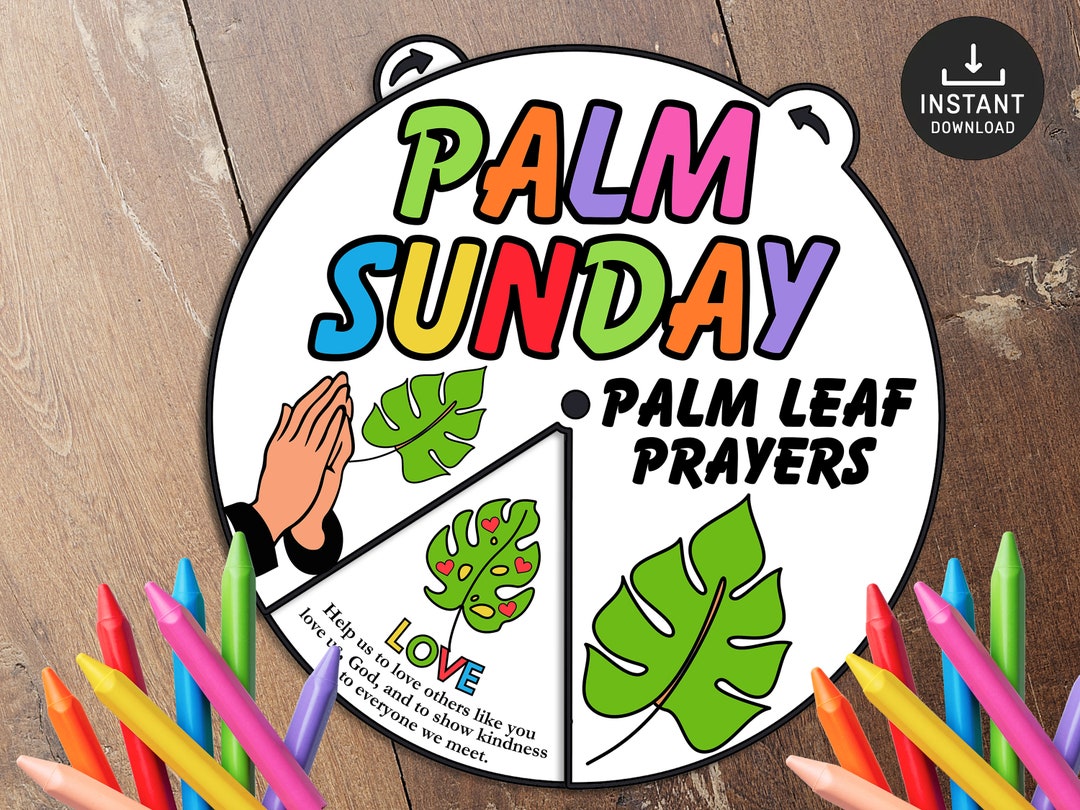 Palm Sunday Prayer Coloring Wheel, Lent Activity for Kids, Palm Sunday ...