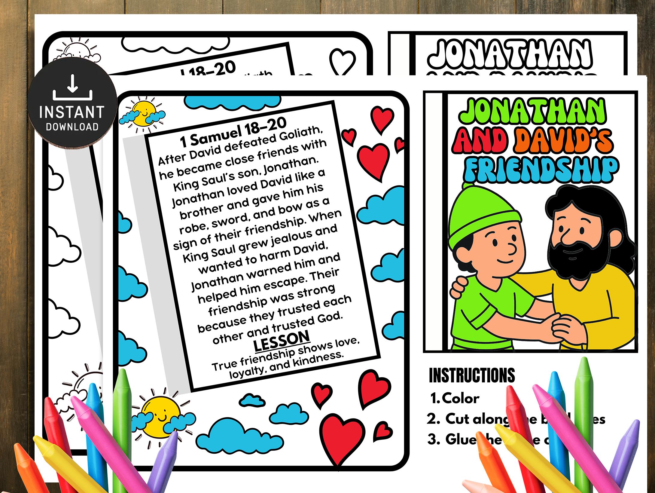 David and Jonathan, Bible Story Craft, Kids Bible Lesson, Sunday School ...