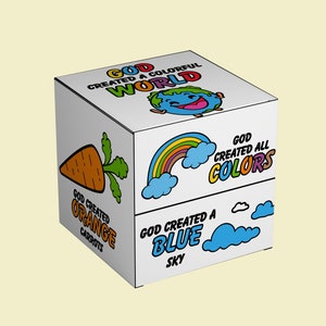 God's Creation Coloring Cube, Bible Activity, Kids Bible Lesson, Memory ...