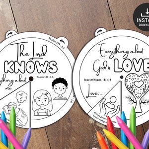 Coloring Wheel, Printable Bible Activity, Watercolor, Kids Bible Lesson ...