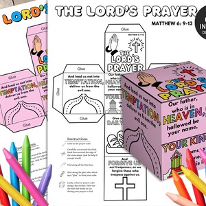 Printable Lords Prayer Cube for Kids, Lord's Bible Verse Sunday School ...