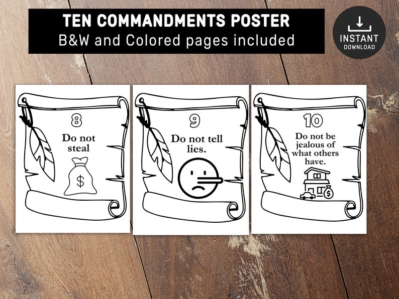 Ten Commandments Flash Card Printable Bible Activity - Etsy