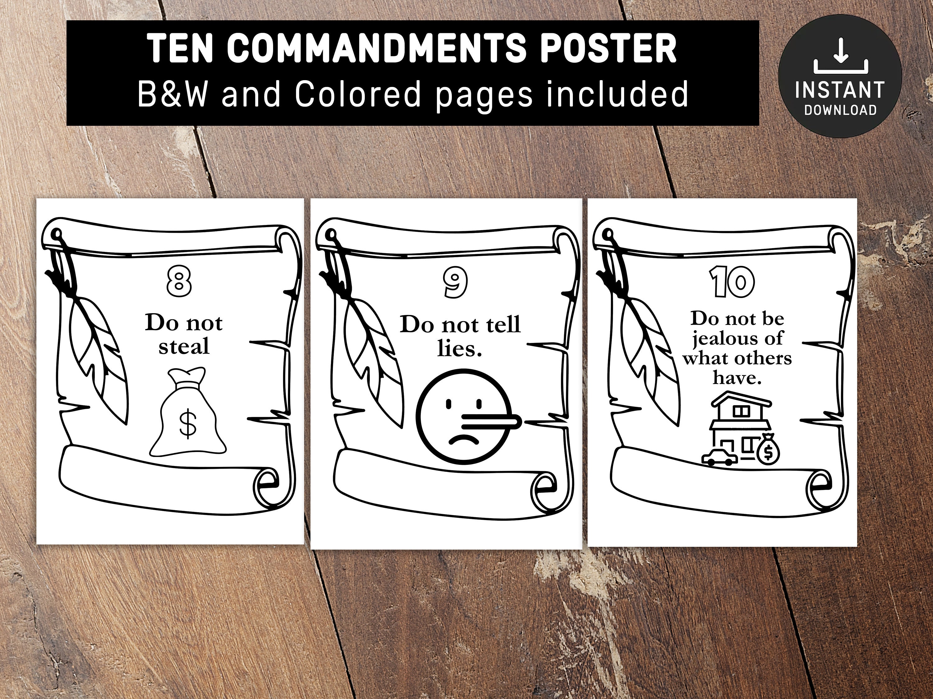 Ten Commandments Flash Card Printable Bible Activity - Etsy