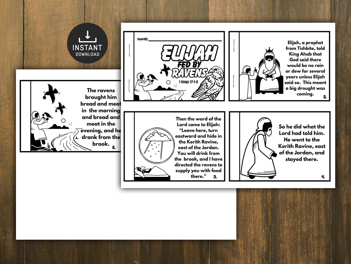 Elijah Fed by Ravens Mini Book, Bible Lesson Kids, Bible Lesson, Memory ...