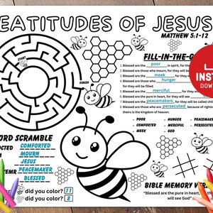The Beatitudes of Jesus, Bible Activity, Sunday School Activities ...