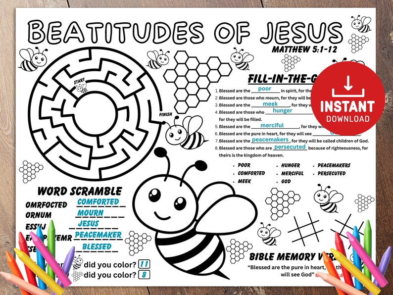 The Beatitudes of Jesus, Bible Activity, Sunday School Activities ...