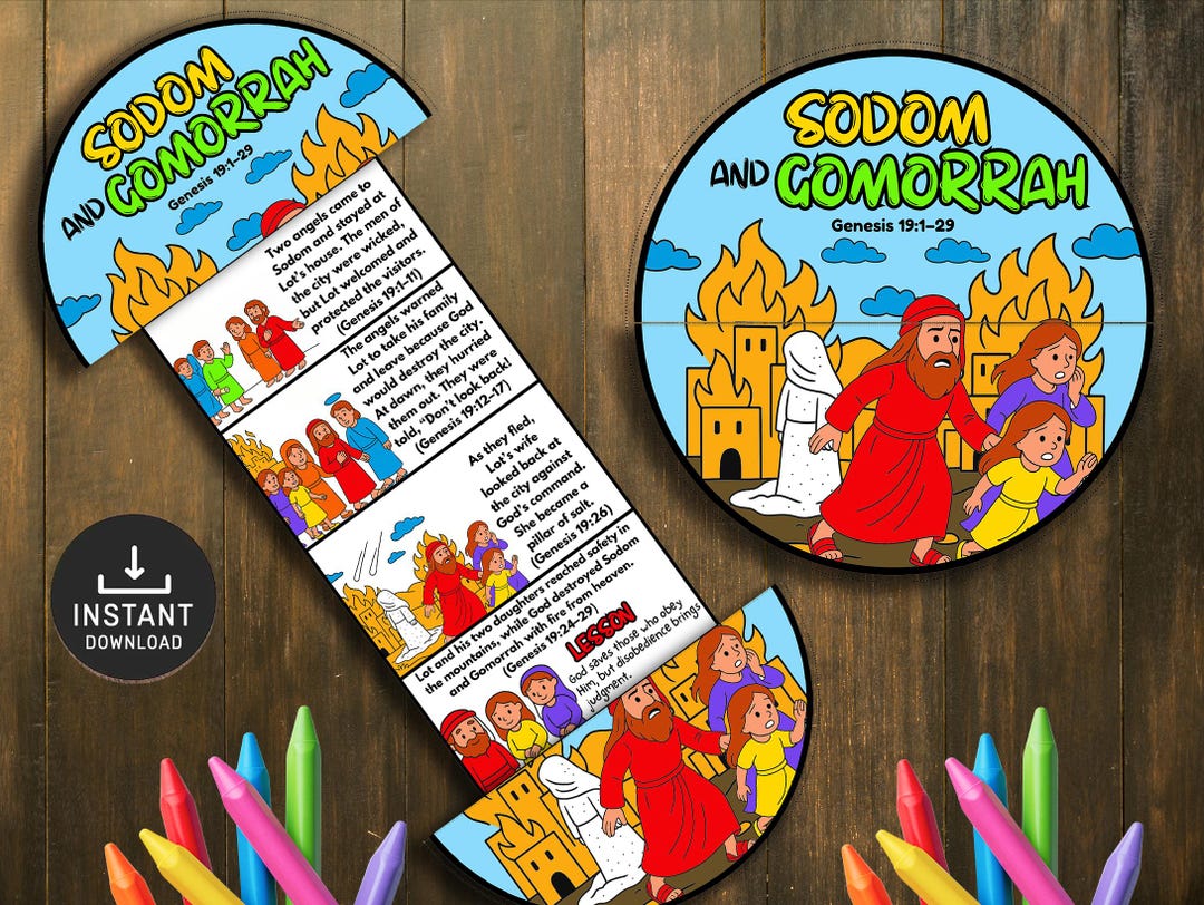 Sodom and Gomorrah Bible Story Craft, Folding Surprise (digital ...