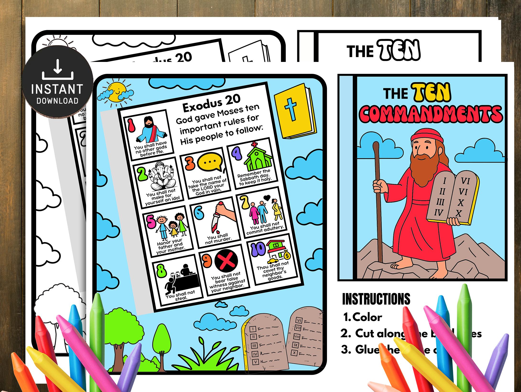 Ten Commandments Mini Book, Kids Bible Lesson, Sunday School, Bible ...