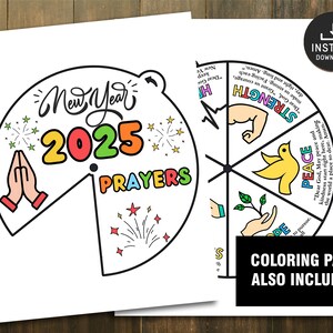 New Year 2024 Prayers Coloring Wheel, Bible Activity, Memory Game ...