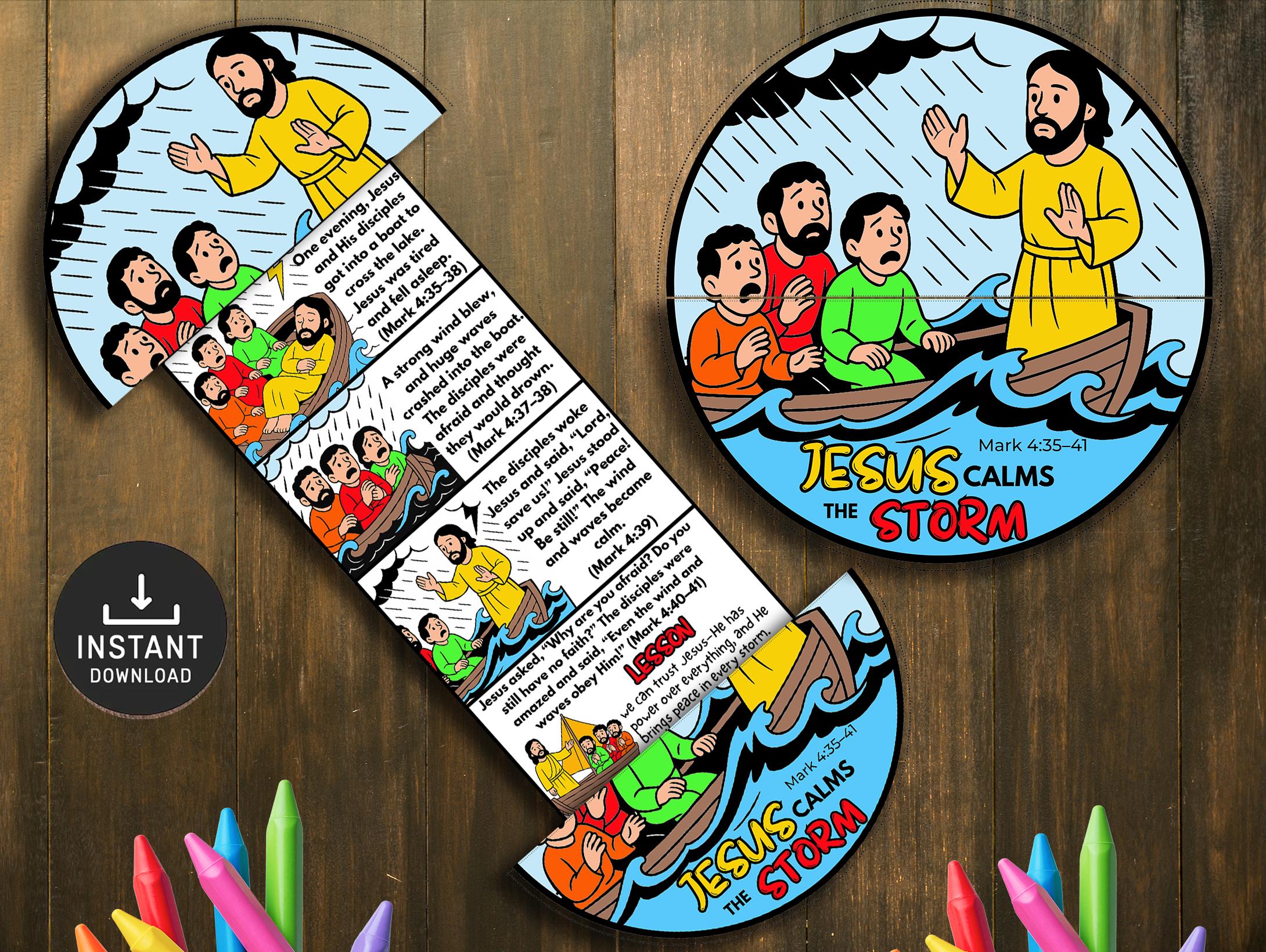 Jesus Calms the Storm Folding Surprise Bible Story Craft, Sunday School ...