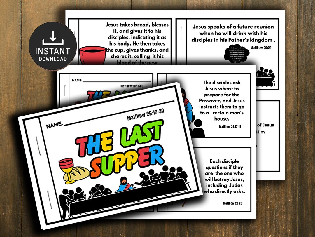 The Last Supper Mini Book, Sunday School Activities,, Holy Week Bible ...