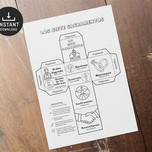 7 Sacraments Cube, Spanish Craft, Bible Activity, Watercolor, Kids ...