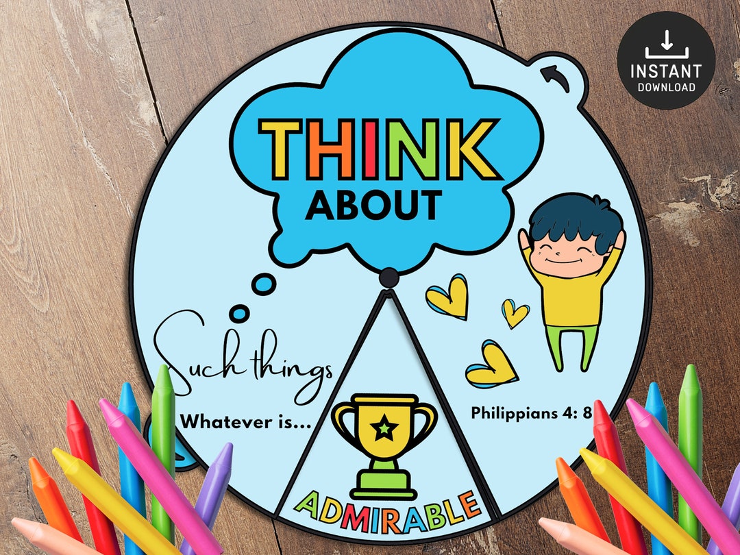 Think About Such Things Philippians 4:8 Coloring Wheel, Printable Bible ...