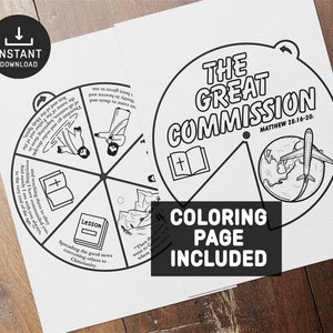 The Great Commission Coloring Wheel, Printable Bible Activity, Kids ...