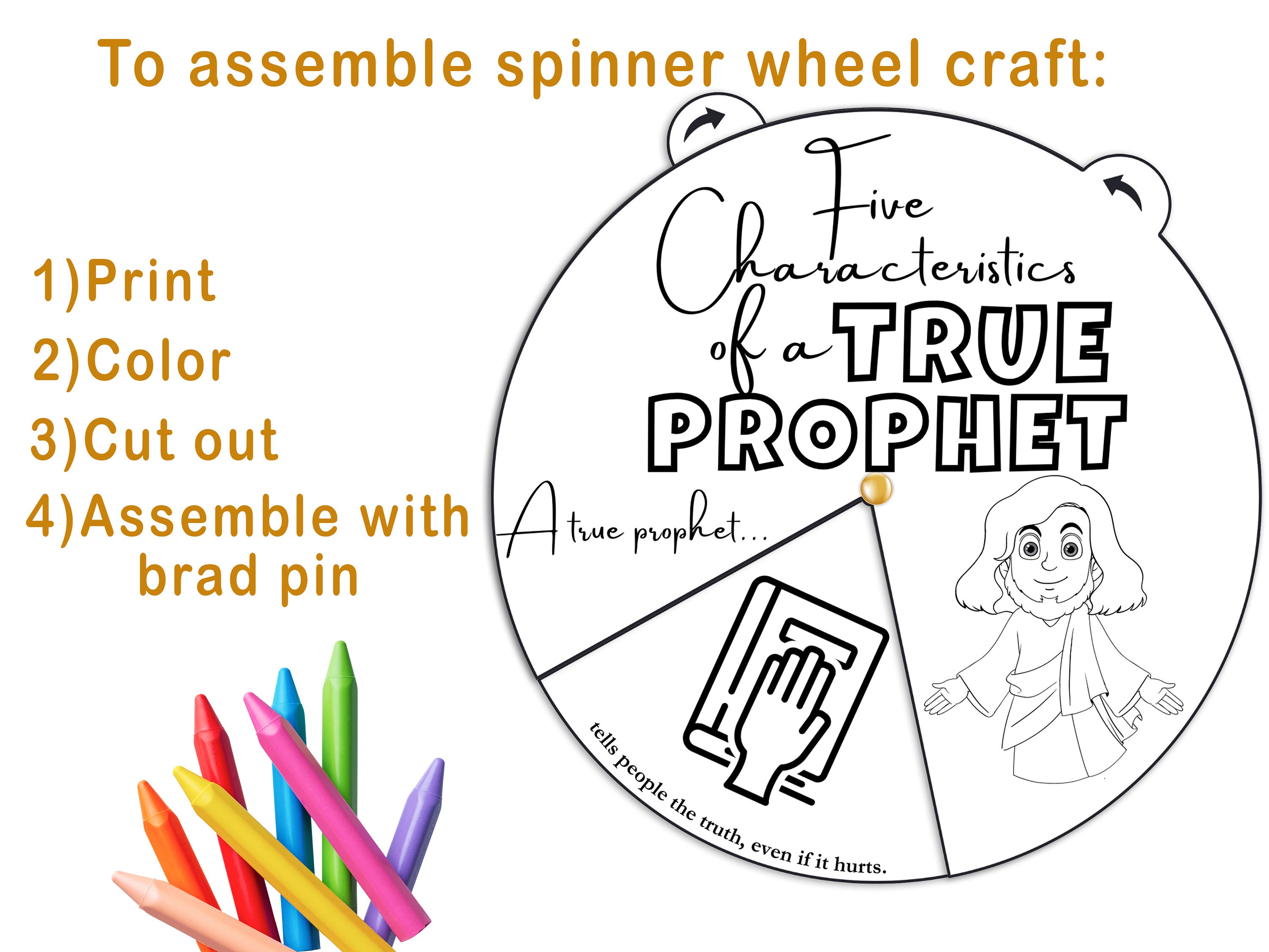 True and False Prophet Coloring Wheel, Printable Bible Activity ...