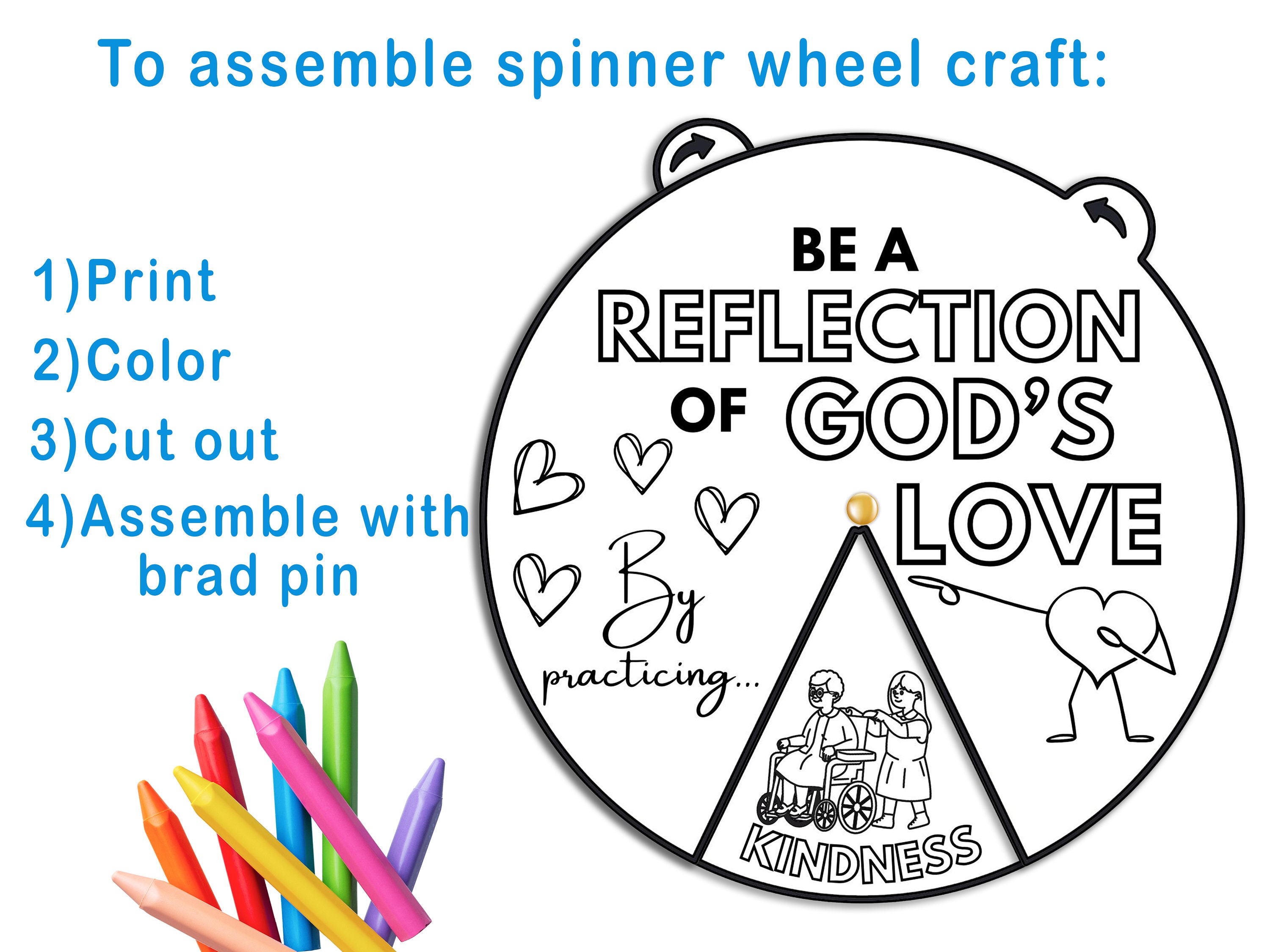 God is Love Coloring Wheel, Printable Bible Activity, Watercolor, Kids Bible Lesson, Memory Game ...