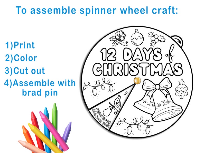 12 Days of Christmas Coloring Wheel, Sunday School, Carol Lessons, 12 ...