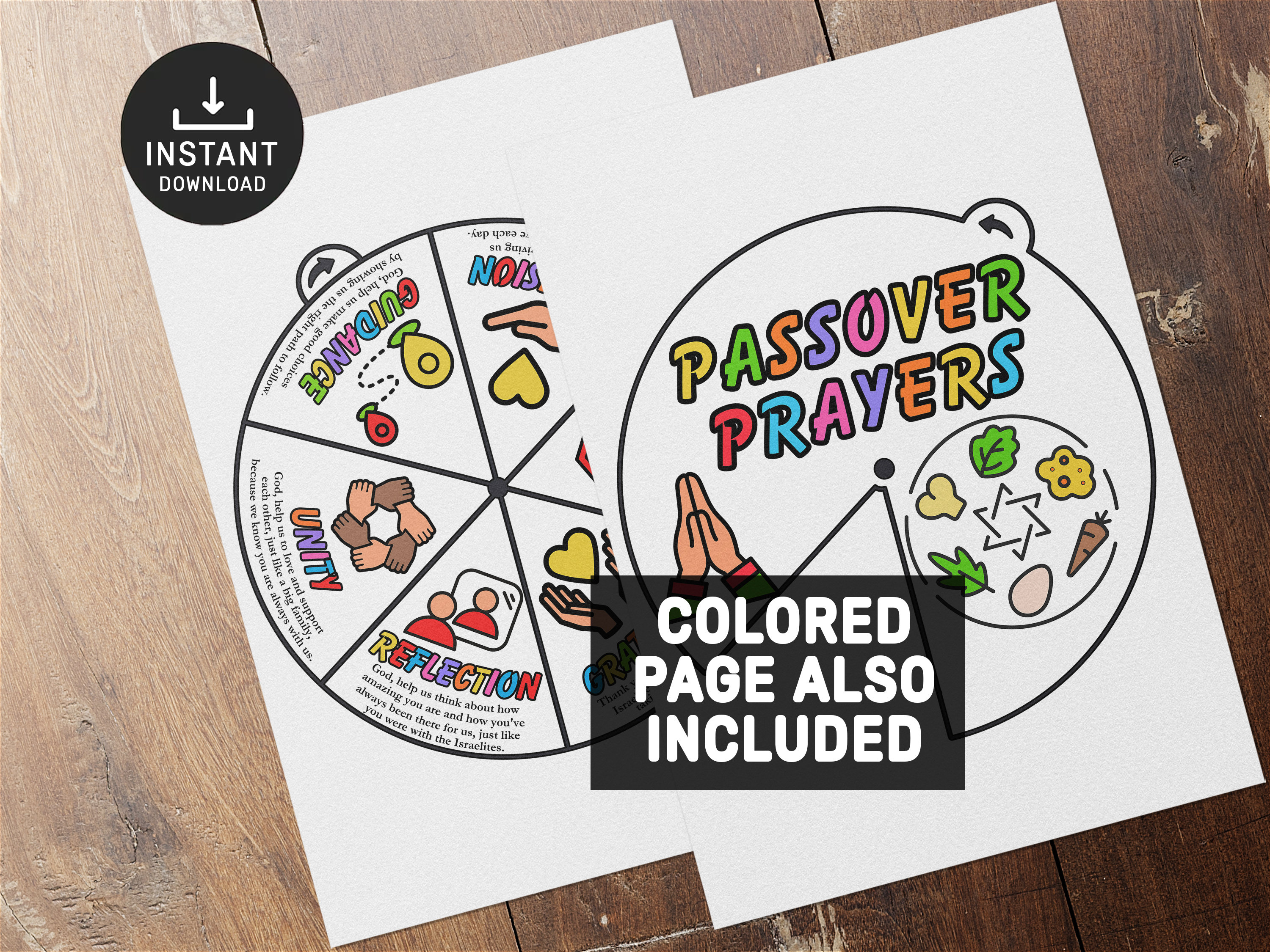 Passover Prayers Coloring Wheel, Passover Craft, Passover Activity ...