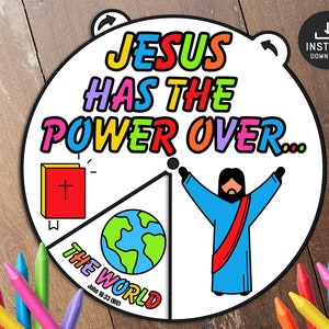 Jesus Has the Power Coloring Wheel, Kids Bible Lesson, Sunday School ...
