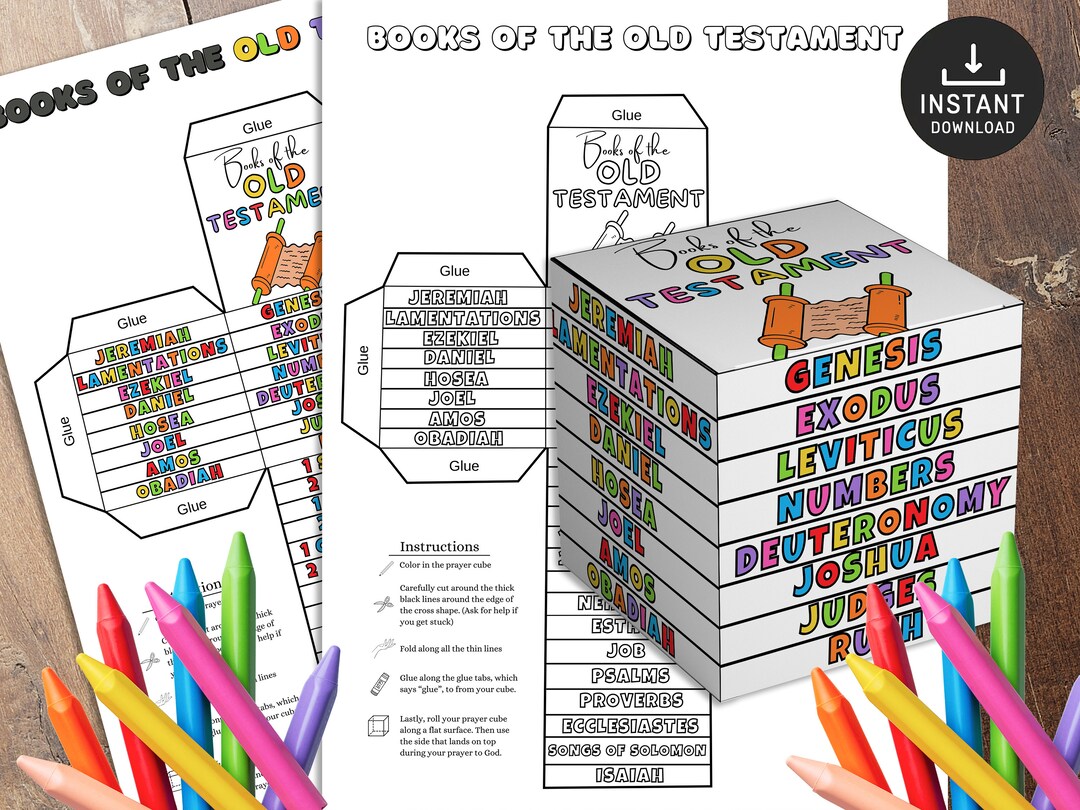 Books of the Bible, Old Testament Coloring Cube, Printable Bible ...