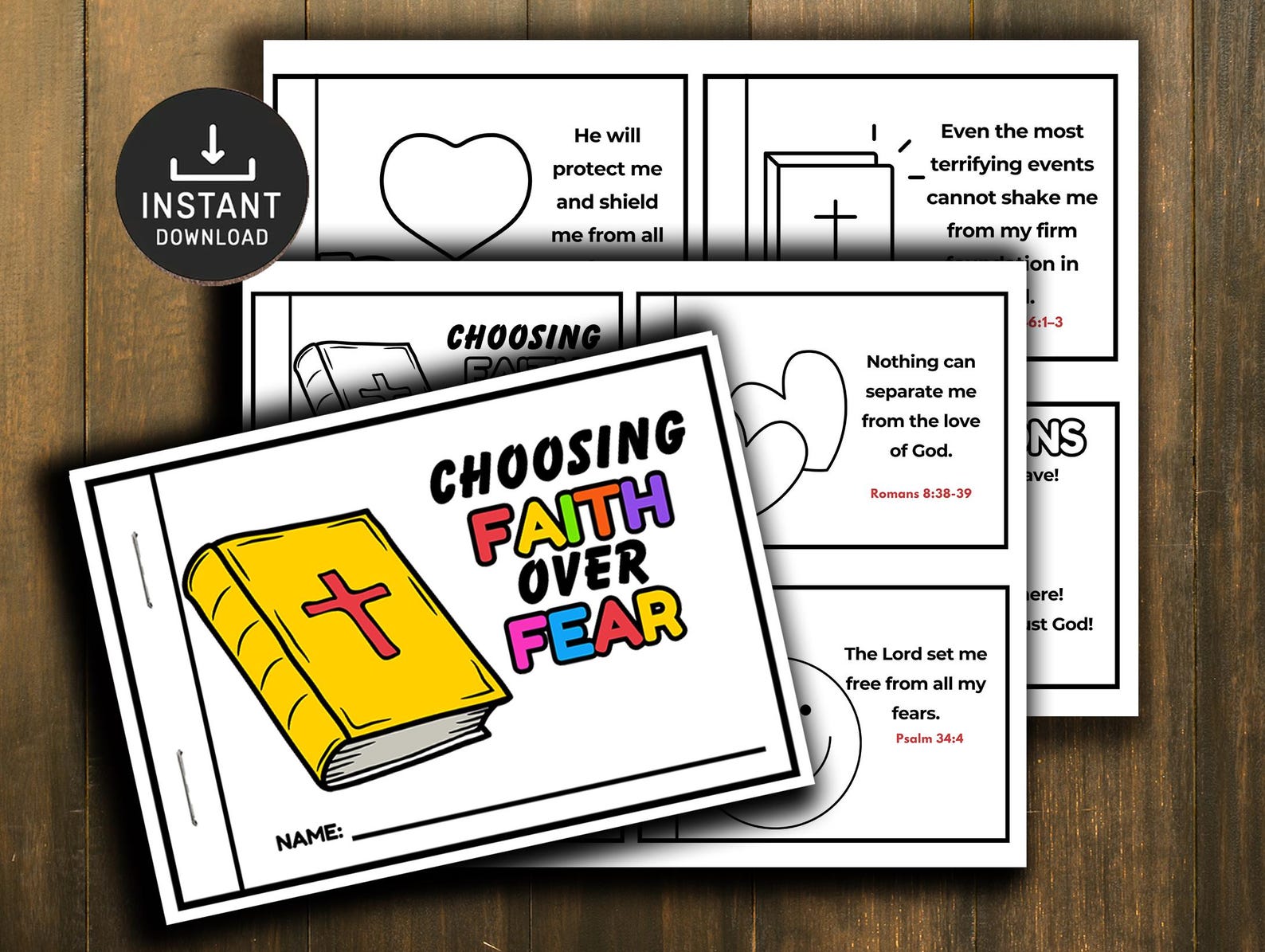 Choosing Faith Over Fear Scripture Mini Book, Bible Story Activity ...
