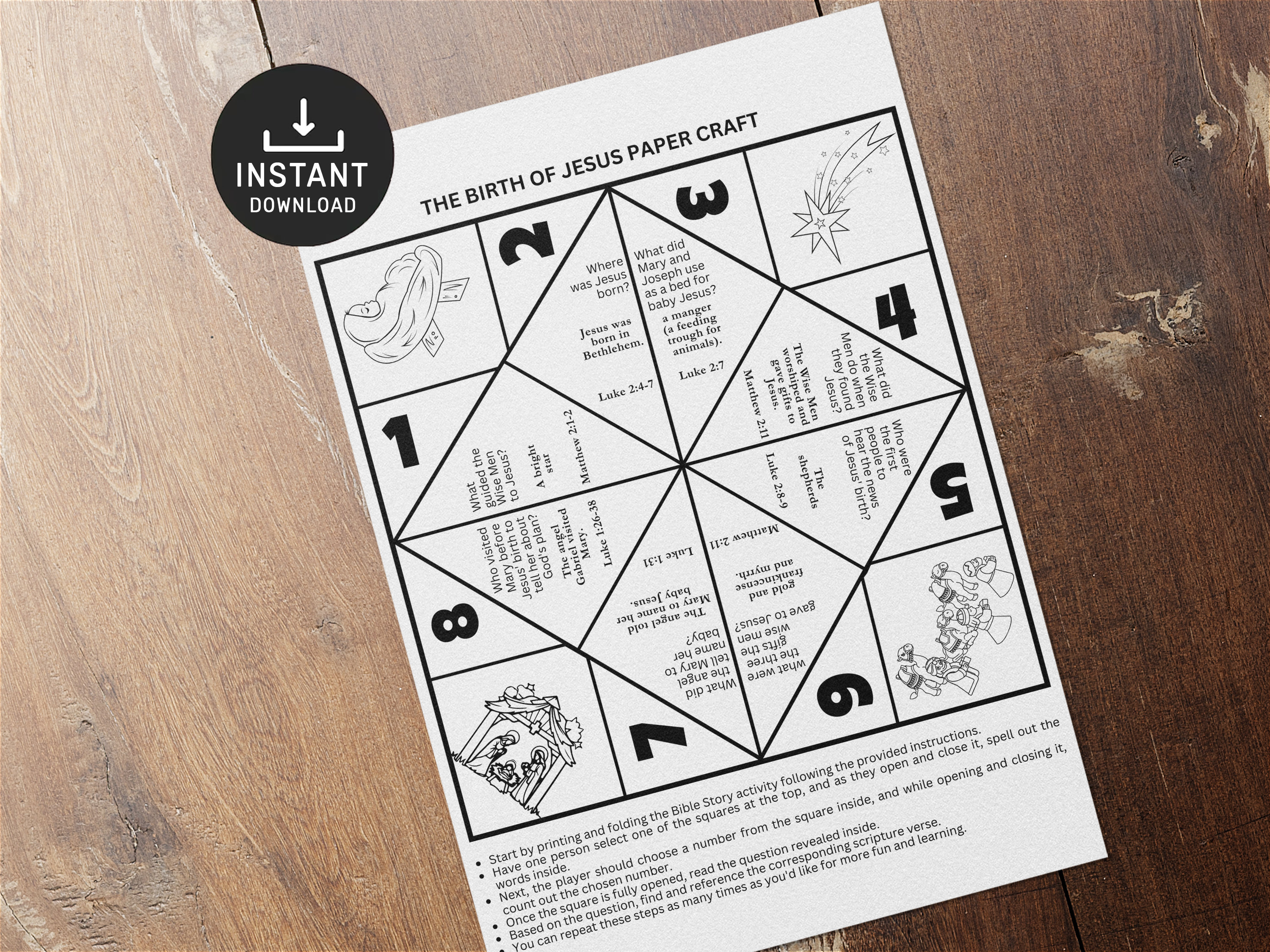 The Birth of Jesus, Fortune Teller, Cootie Catcher, Bible Story ...