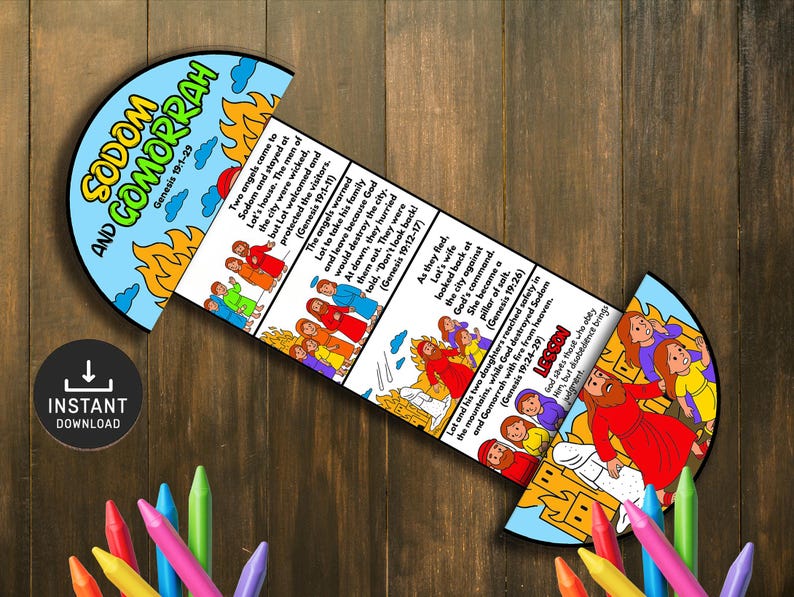 Sodom and Gomorrah Bible Story Craft, Folding Surprise (digital ...