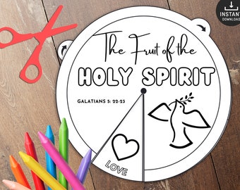 Fruit of the Spirit Spinner Craft Coloring Wheel, Printable Bible ...