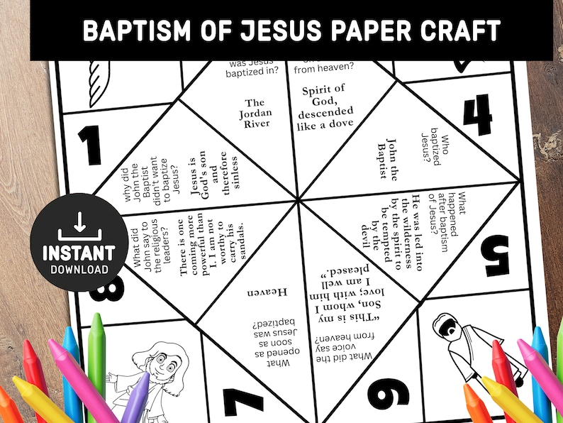 Baptism of Jesus Craft, Jesus Baptized, Fortune Teller, Cootie Catcher ...