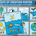 The 7 Days of Creation Flash Card, Printable Bible Activity, Watercolor ...