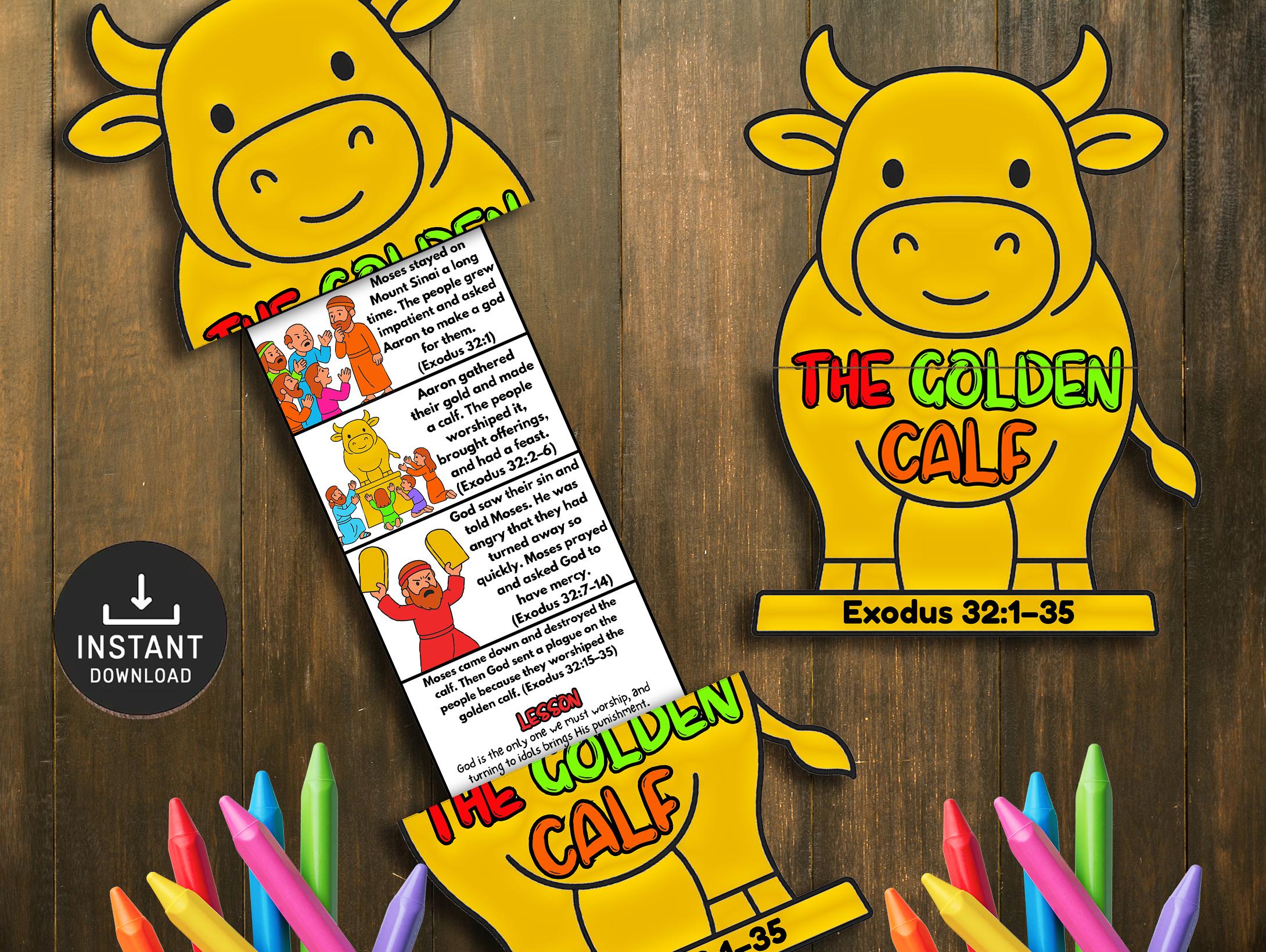 Moses and the Golden Calf Folding Surprise Bible Story Craft, Bible ...