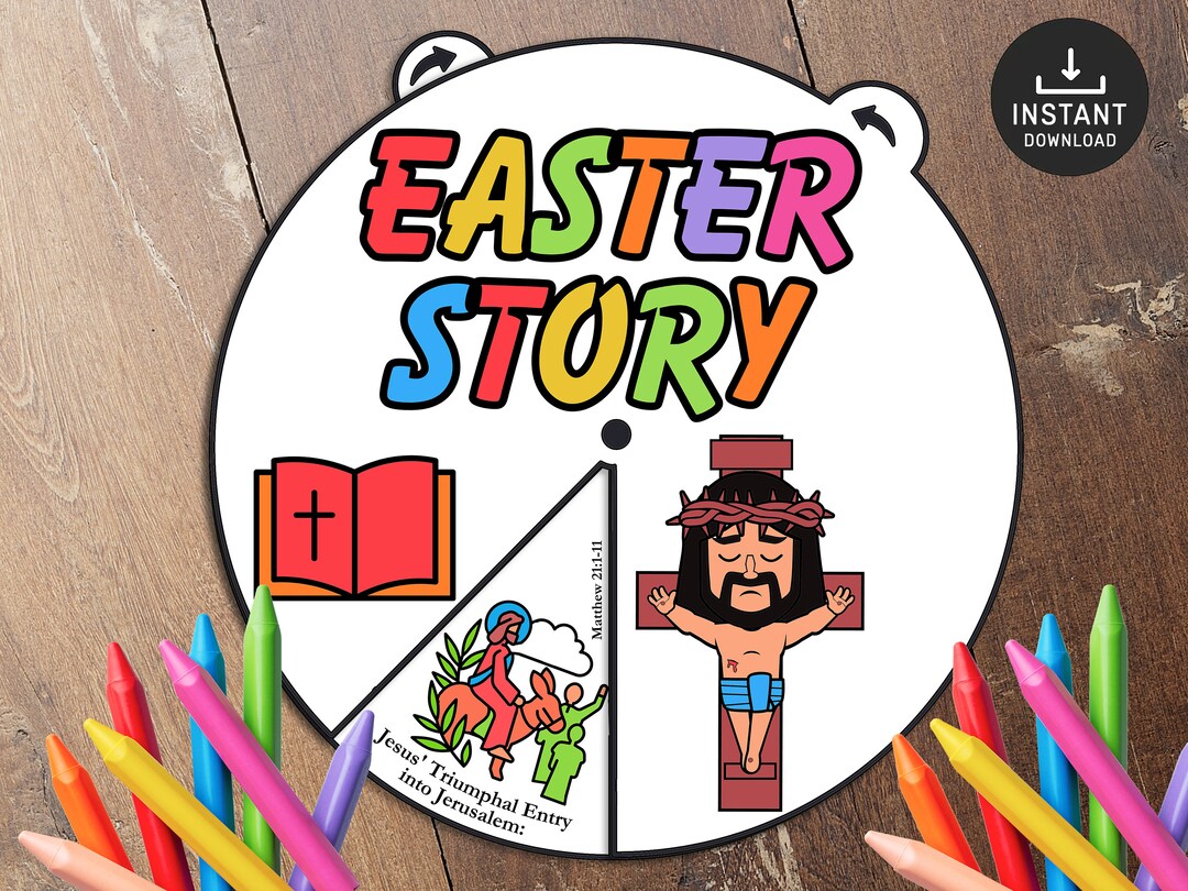 Easter Story Coloring Wheel, Easter Bible Story Sunday School Craft ...