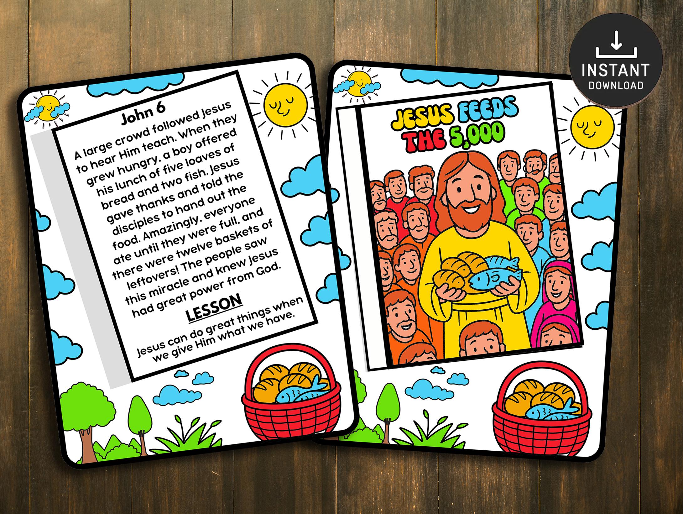 Jesus Feeds 5000 Bible Story Craft, Sunday School Lesson (digital ...