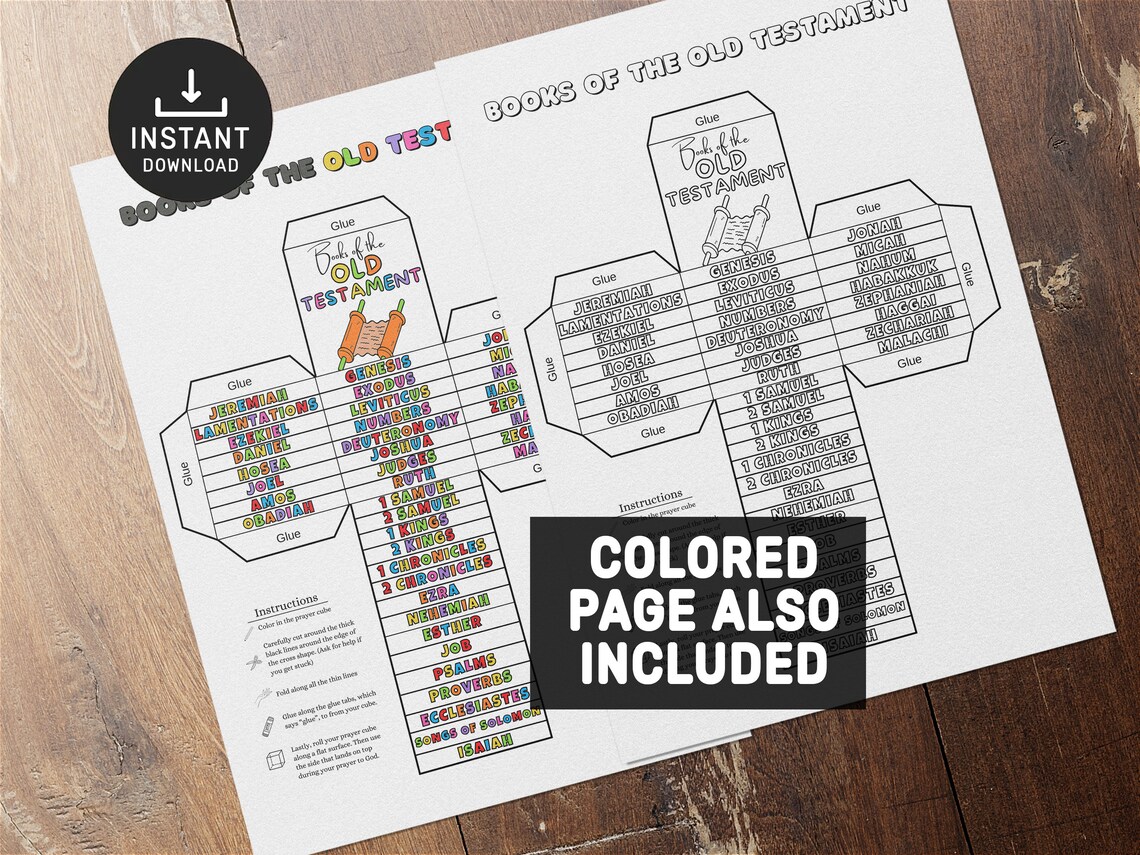 Books of the Bible, Old & New Testament Coloring Cube, Bible Activity ...