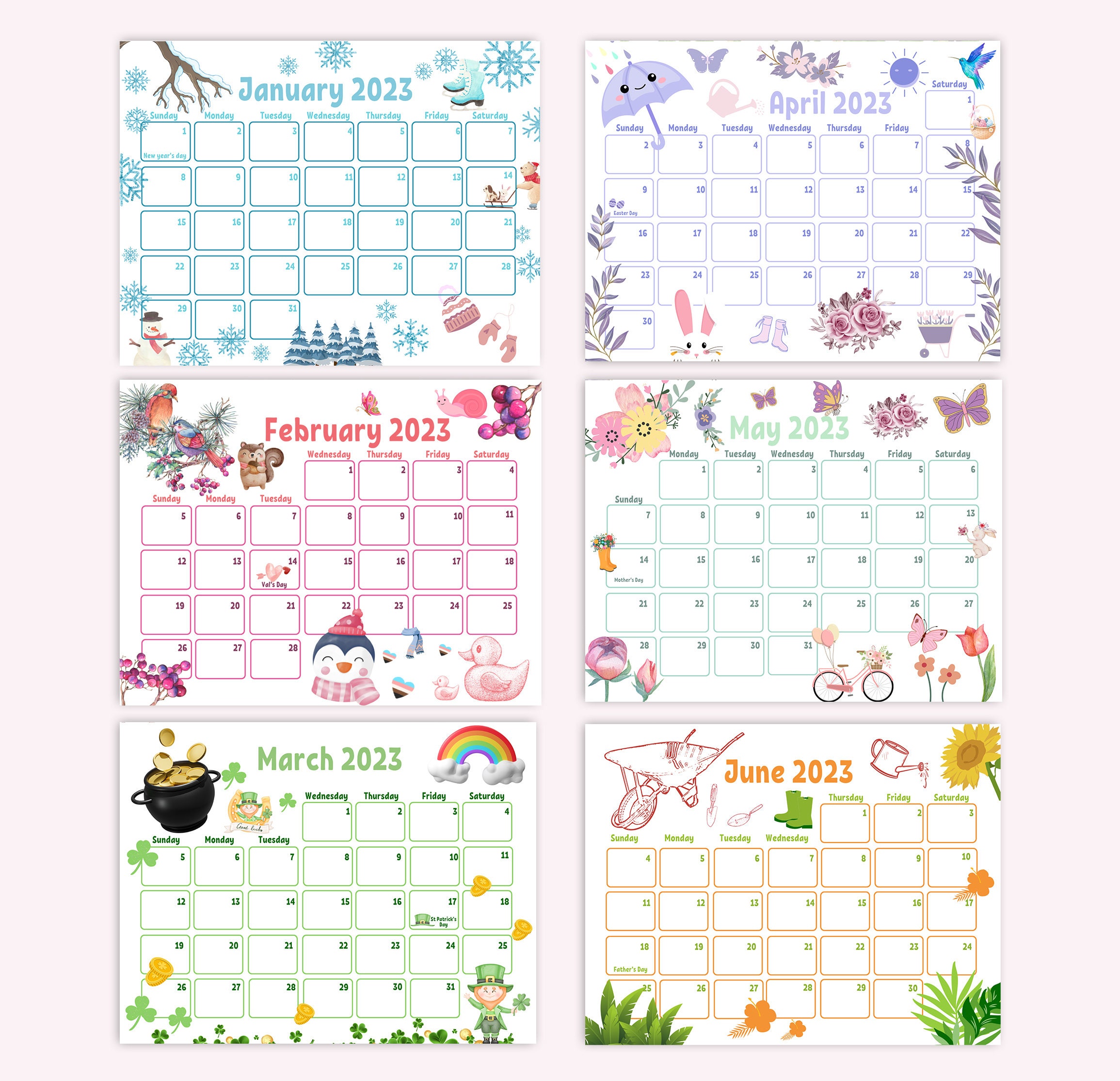 Printable Calendars Printable Kids Calendars 2023 Calendars - Etsy Canada