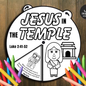 Jesus in the Temple Coloring Wheel, Luke 2, Bible Story, Kids Bible ...