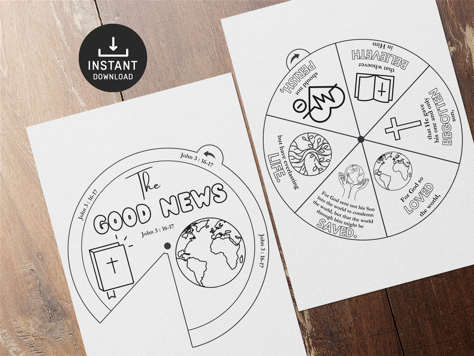 The Good News, Coloring Wheel, John 3:16, Bible Activity, Gospel, Kids ...