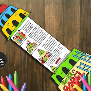 Tower of Babel Folding Surprise Bible Story Craft, Memory Game, Sunday ...