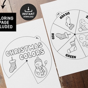 Christmas Colors Coloring Wheel, Printable Bible Activity, Watercolor ...