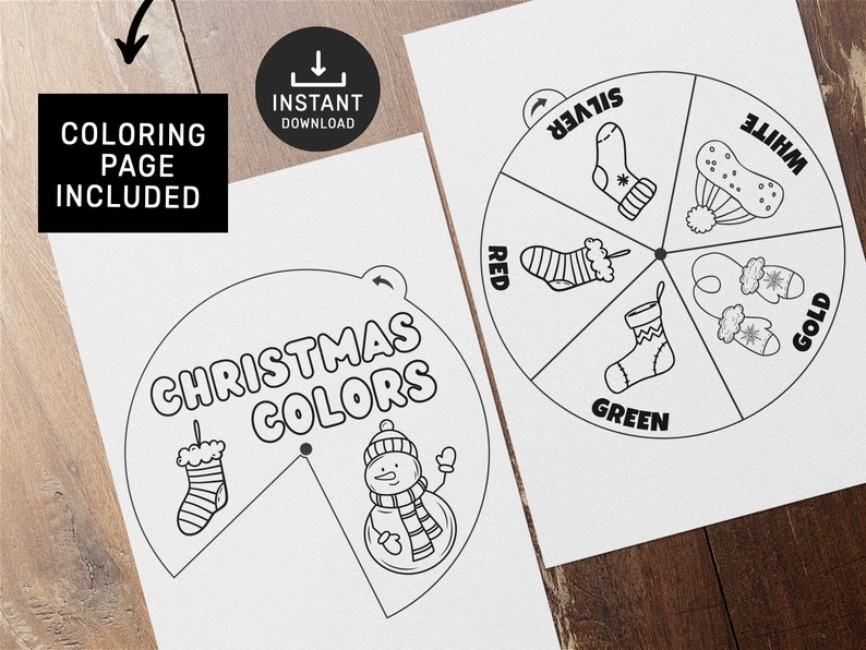Christmas Colors Coloring Wheel, Printable Bible Activity, Watercolor ...