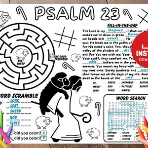Psalm 23, Bible Activities for Kids, Church Kids Activity, Sunday ...