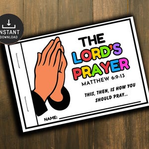 The Lord's Prayer Mini Book, Bible Activity, Kids Bible Lesson, Memory ...