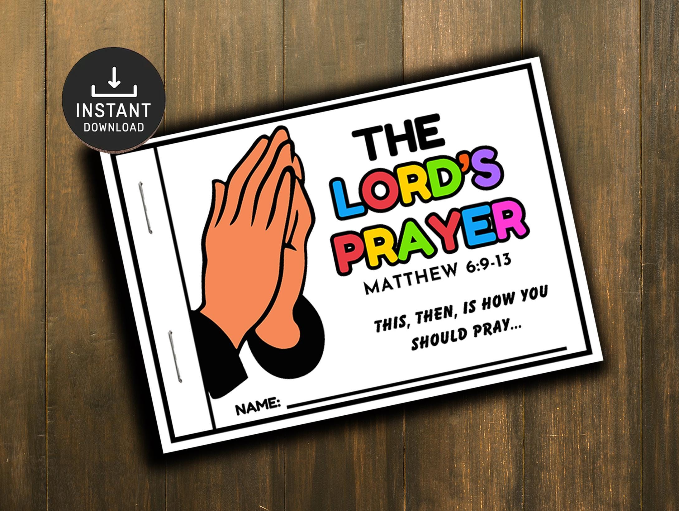 The Lord's Prayer Mini Book, Bible Activity, Kids Bible Lesson, Memory ...