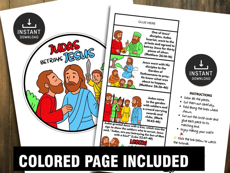 Judas Betrays Jesus Folding Surprise Bible Story Craft, Kids Bible ...