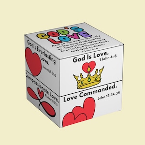 Gods Love Scripture Coloring Cube, Printable Bible Valentine Activity ...