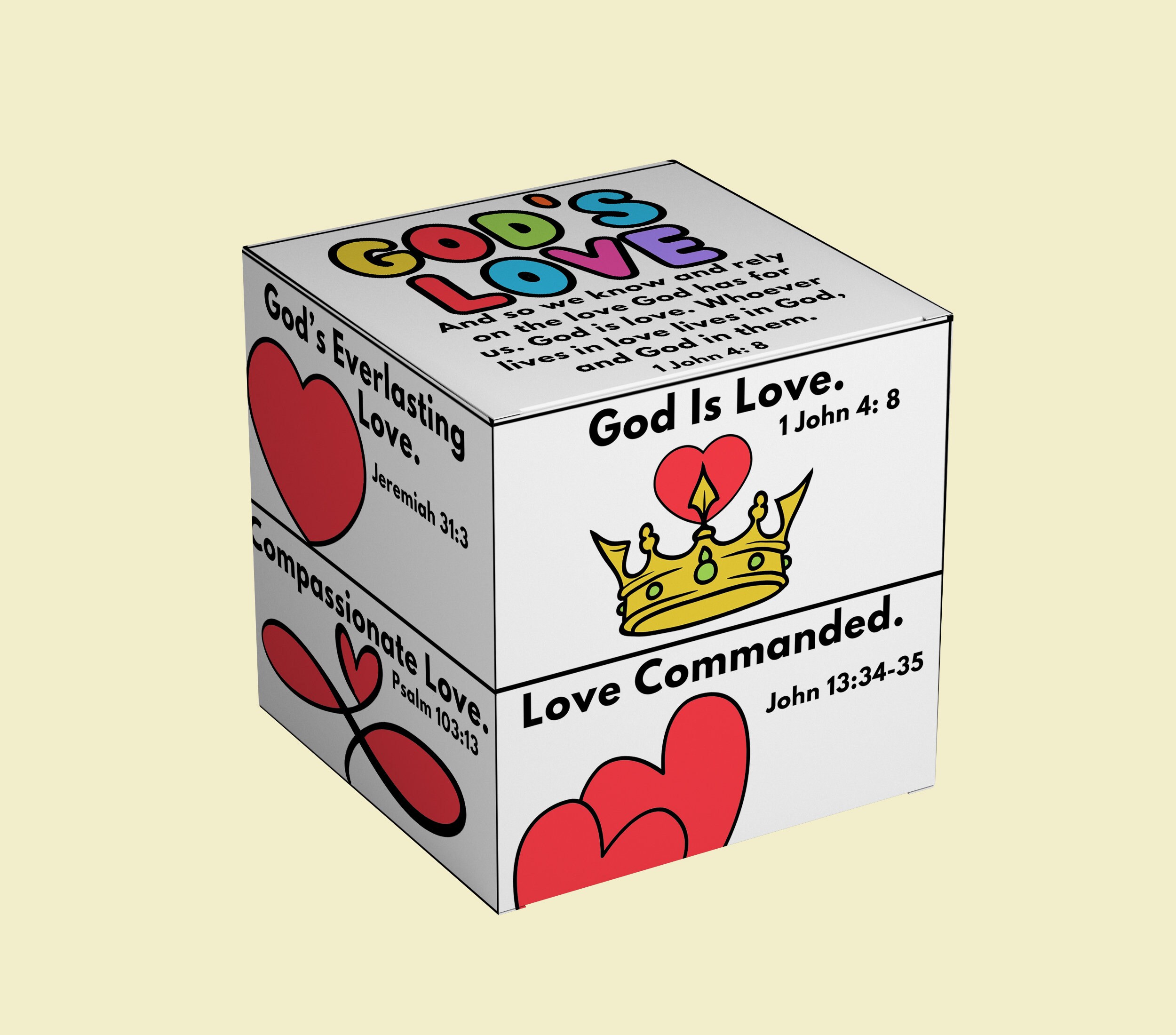 Gods Love Scripture Coloring Cube, Printable Bible Valentine Activity ...