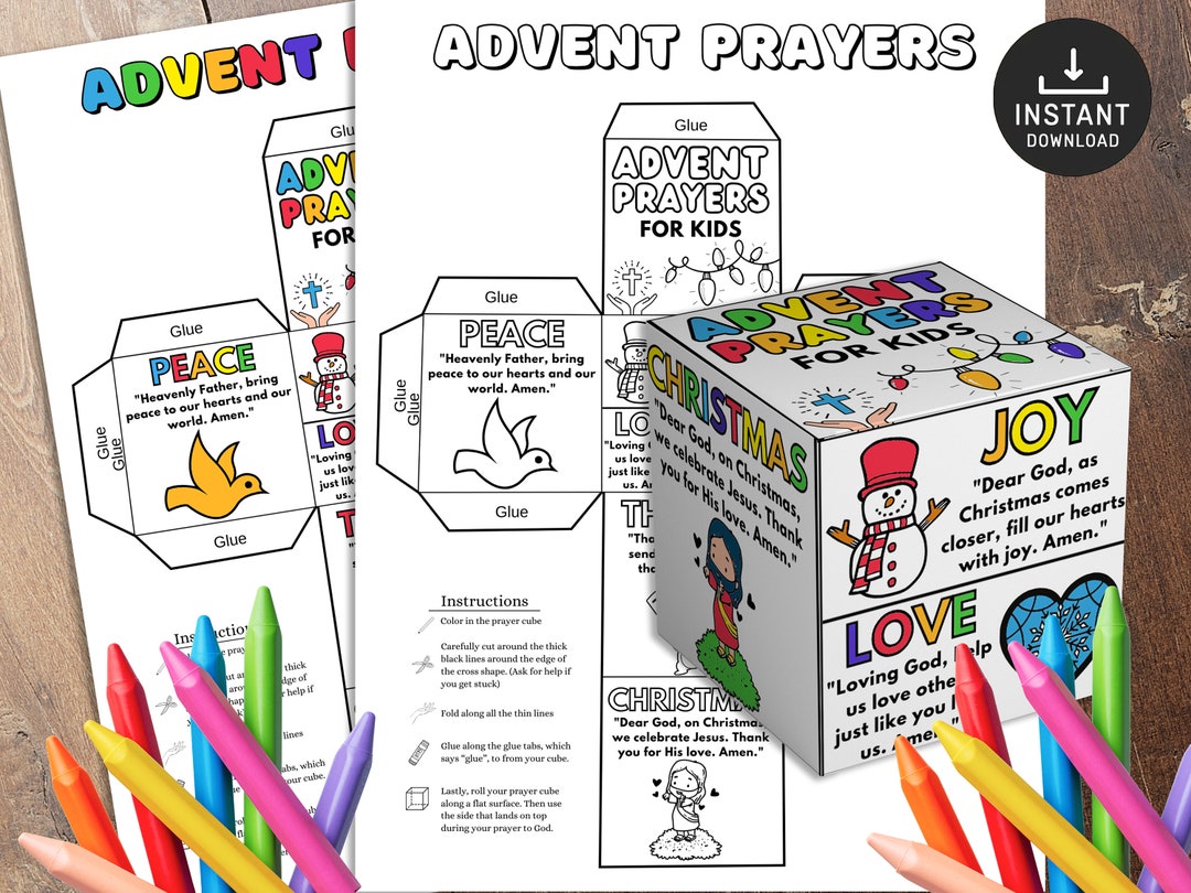 Advent Prayers Coloring Cube, Bible Activity, Kids Bible Lesson, Memory ...