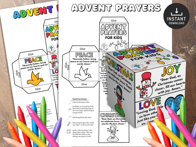 Advent Prayers Coloring Cube, Bible Activity, Kids Bible Lesson, Memory ...