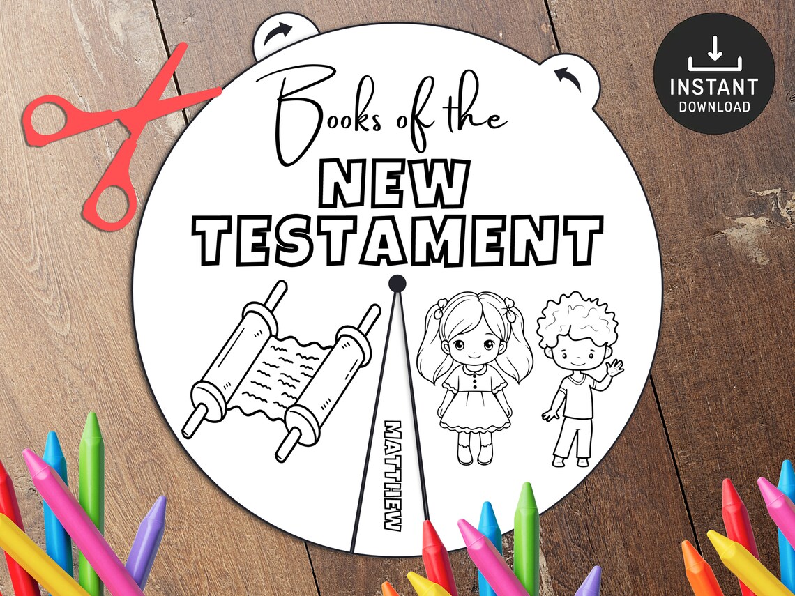 Books of the Bible, Old & New Testament Coloring Wheel, Printable Bible ...